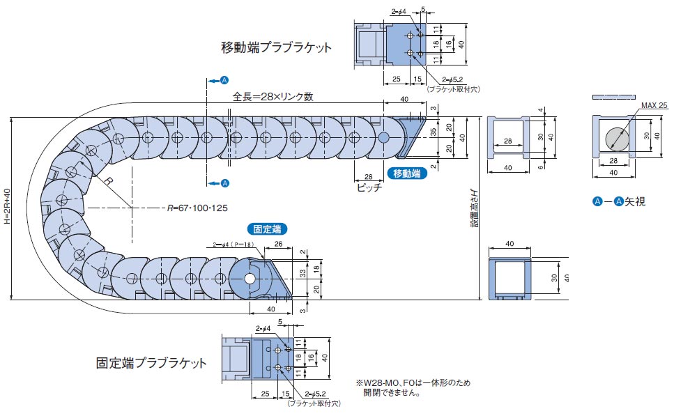 TKC28H30-30W28R67 詳細情報 - ケーブルベヤ プラシリーズ TKC形 - つばき産業用機械製品 情報サイト