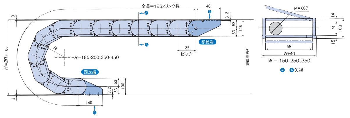 TKP125H74W150R185 Detailed Information - Cable Carriers (CABLEVEYOR ...