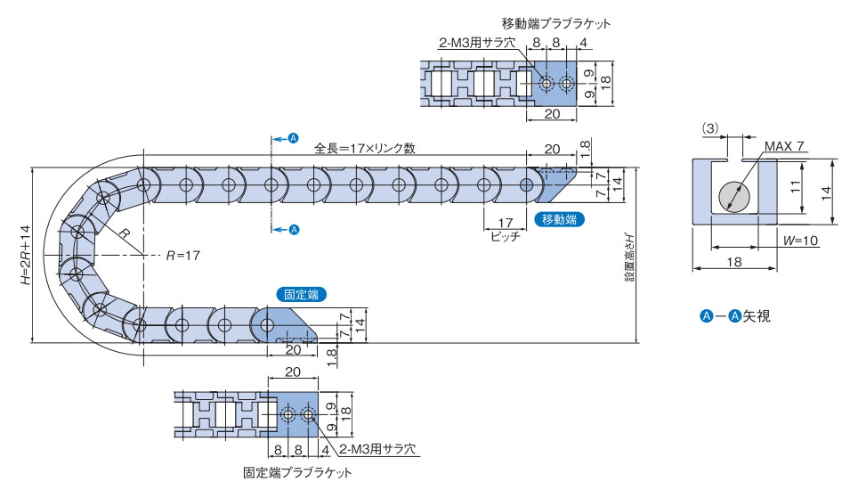 TKP17H11-30W10R17 詳細情報 - ケーブルベヤ TKP シリーズ - つばき産業用機械製品 情報サイト