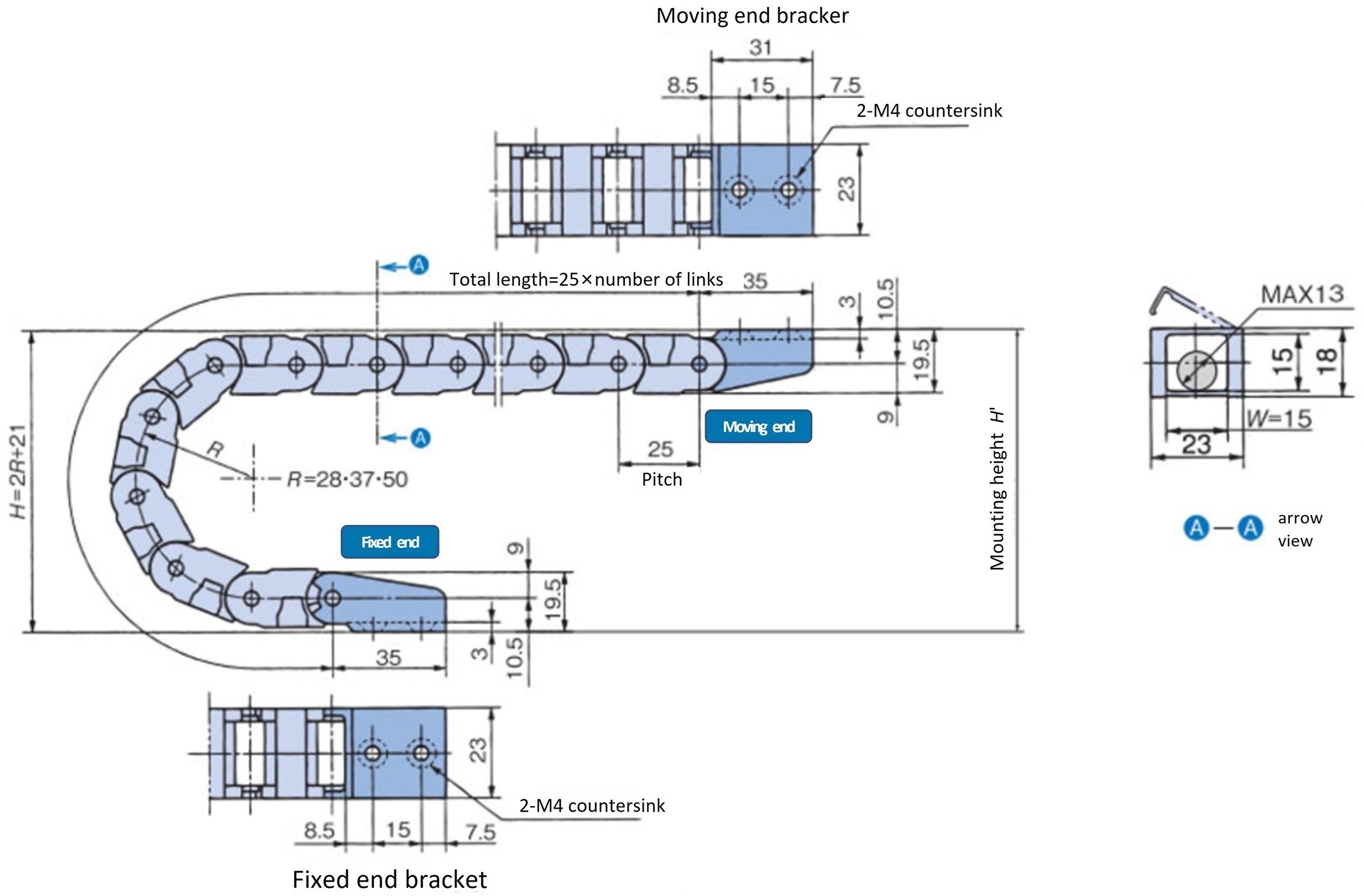TKP25H15-30W15R37M Detailed Information - Cable Carriers (CABLEVEYOR ...