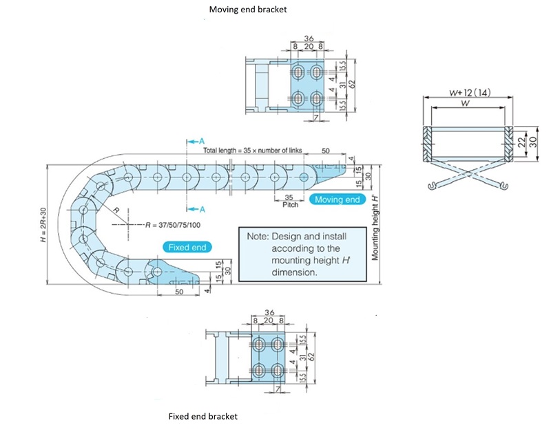 TKP35H22-40W50R37M Detailed Information - Cable Carriers (CABLEVEYOR ...