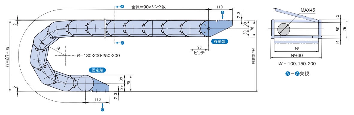 TKP90H50W200R200 Detailed Information - Cable Carriers (CABLEVEYOR) TKP ...