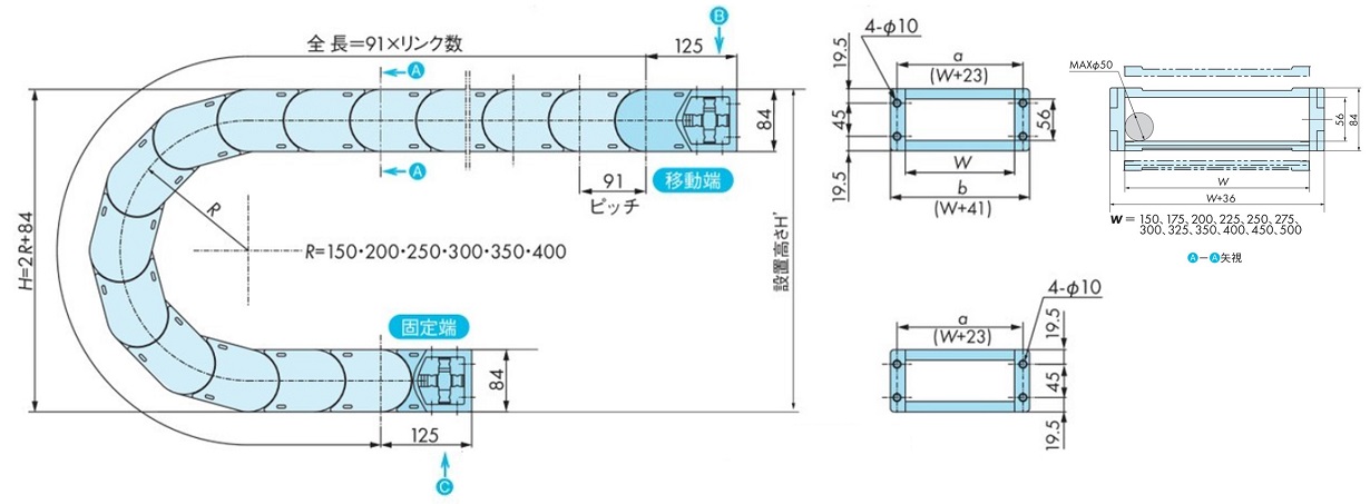 TKP91H56W200R150 Detailed Information - Cable Carriers (CABLEVEYOR) TKP ...