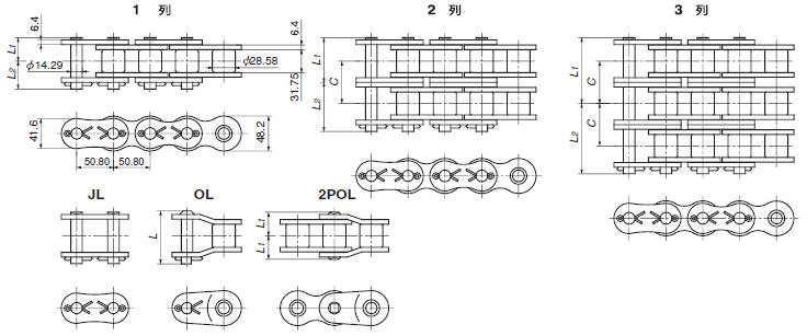 RS160-2 詳細情報 - RSローラチェーン