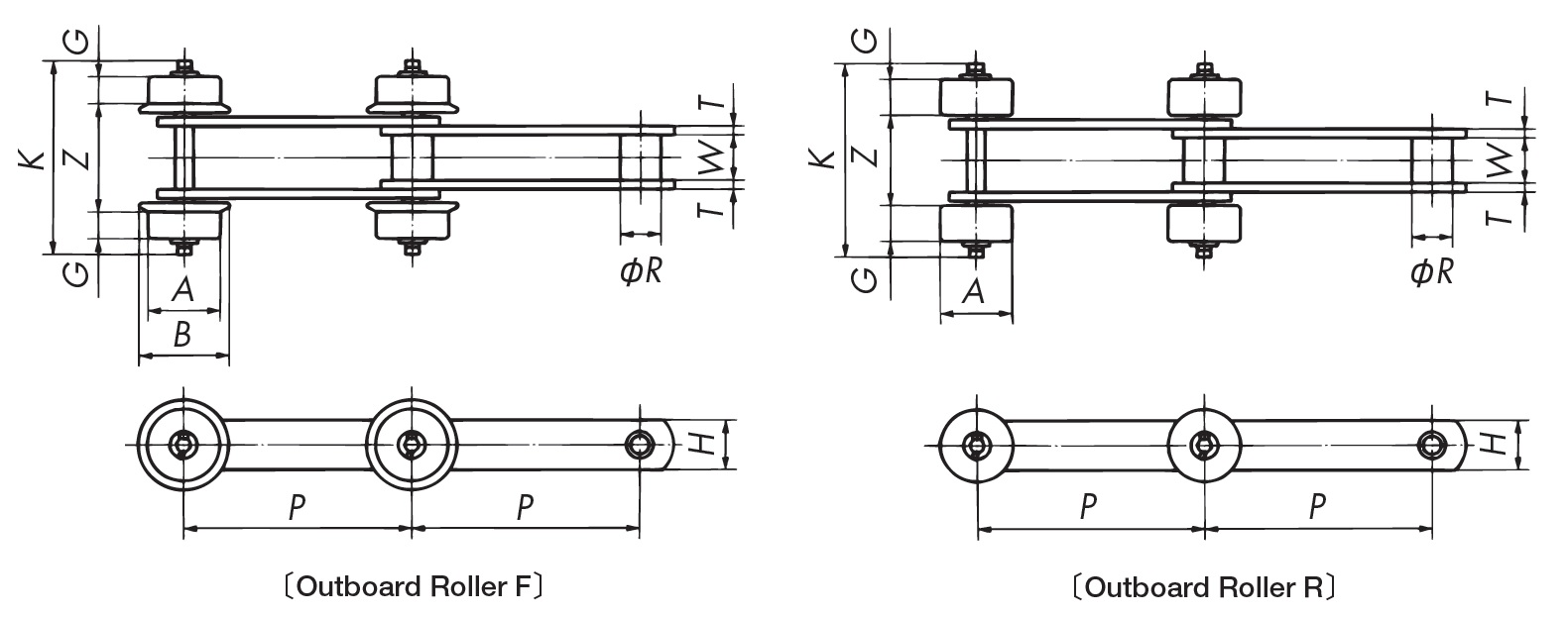 RF03100S-SR Detailed Information - Outboard Roller Chains