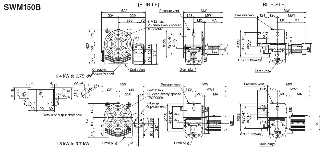 SWM150B100L-RF370S Detailed Information - Reducers